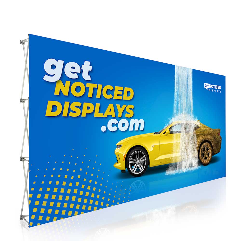 15 FT Custom Fabric Pop Up Backwall No Endcaps – Get Noticed Displays